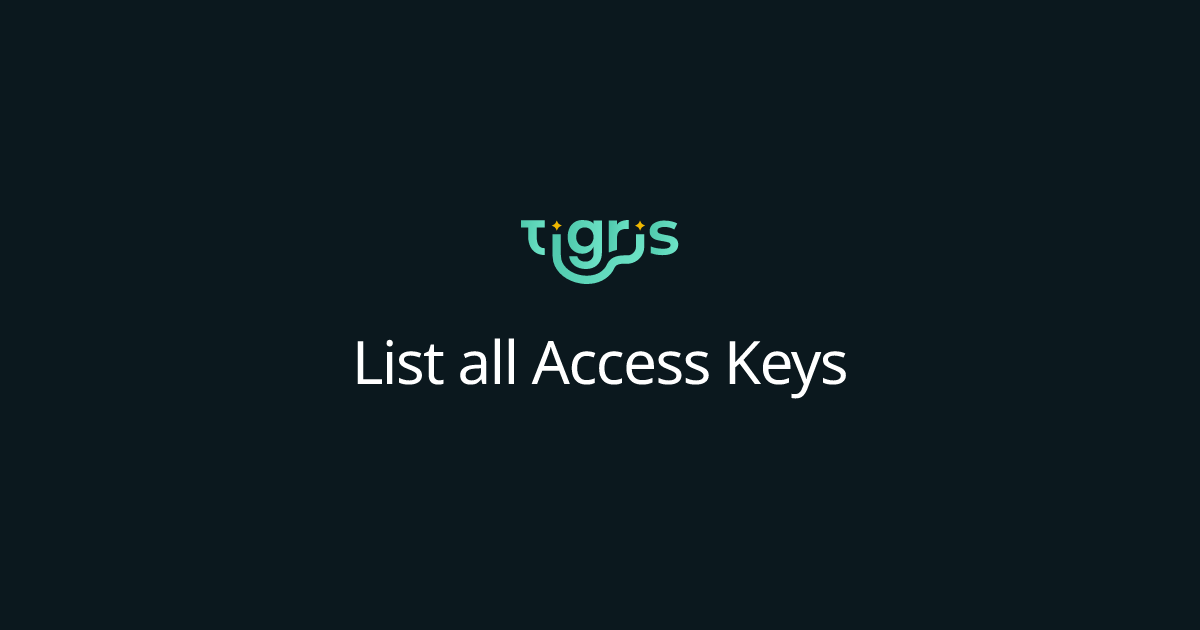List All Access Keys Tigris Object Storage Documentation 1142